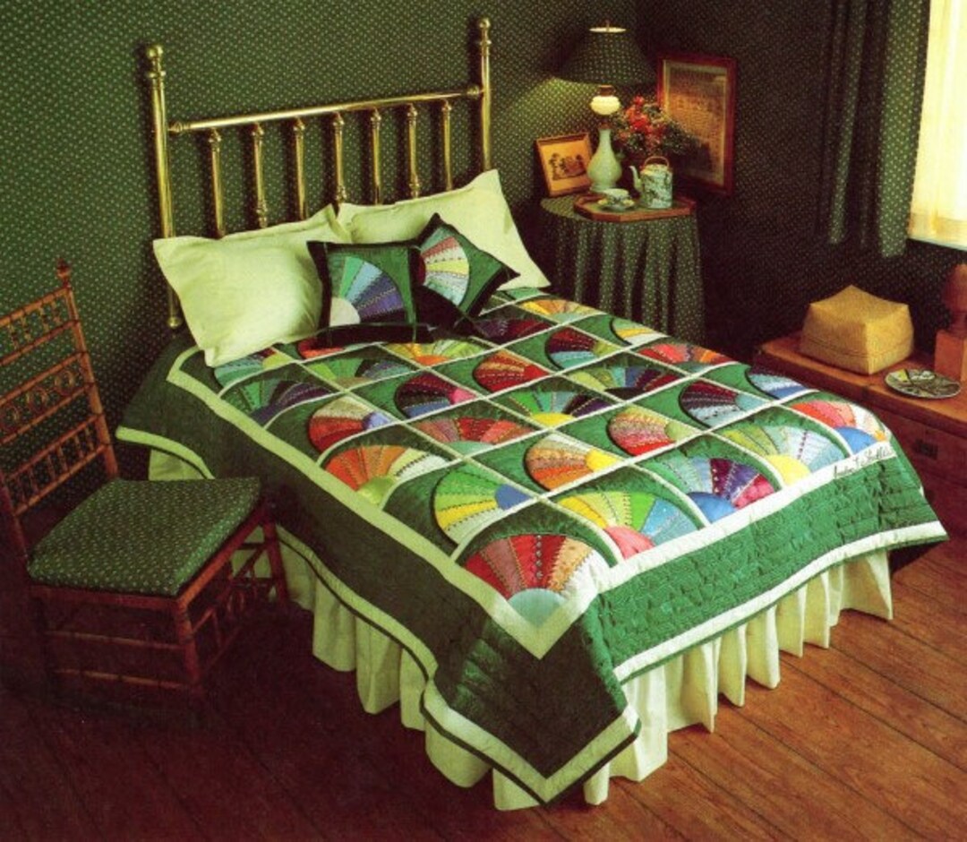 Vintage Sewing Quilting Pattern Victorian Fans Bed Crazy Quilt and ...