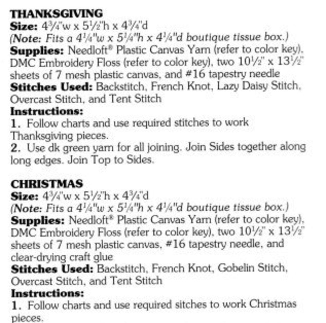 Vintage Plastic Canvas Patten Book Holiday Boutique Tissue Box Covers ...