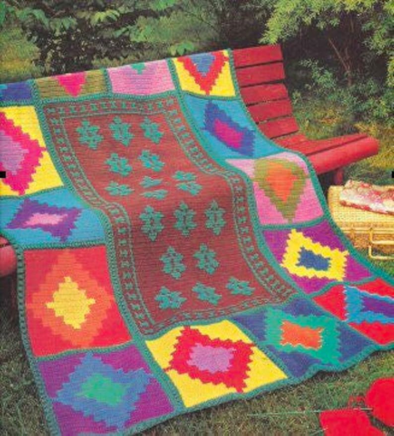Vintage Crochet Pattern Aztec Indian Inspired Motifs Afghan - Etsy