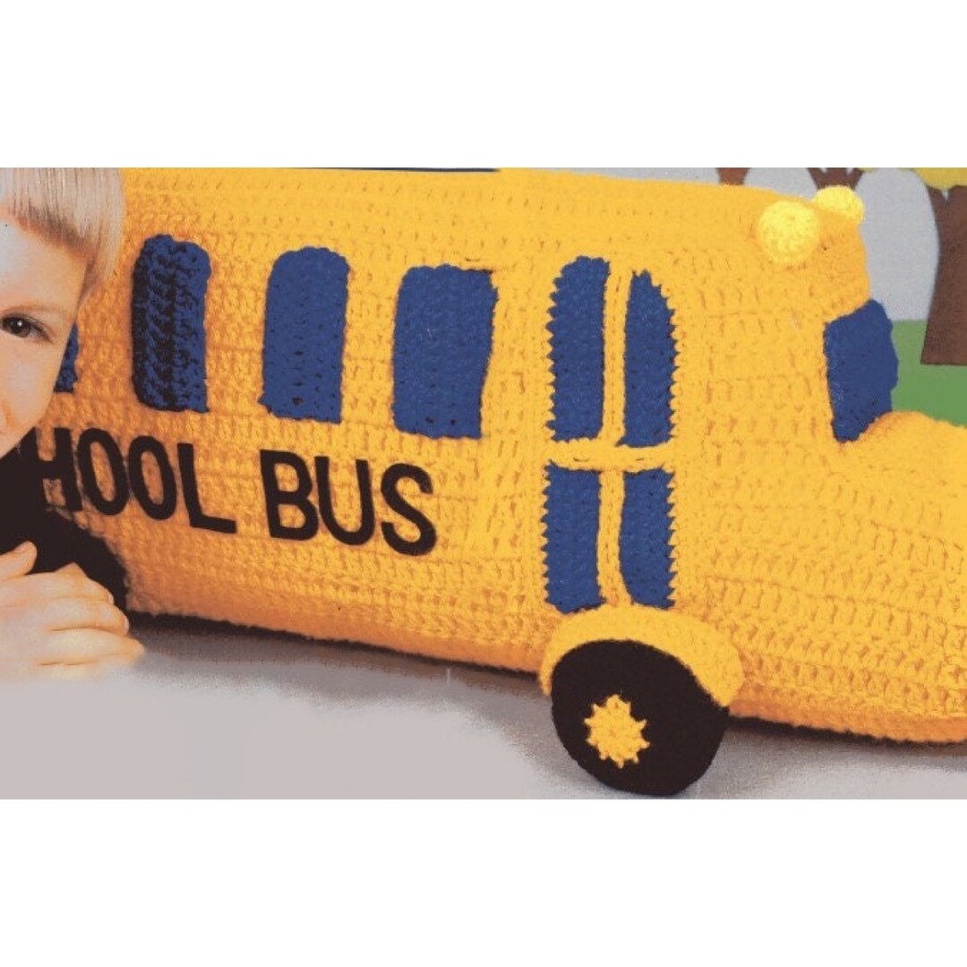 Vintage Crochet Pattern Amigurumi School Bus Plush Pillow Toy PDF ...