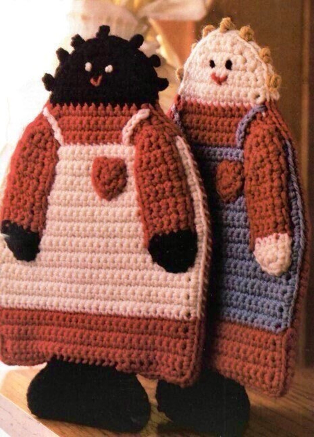 Vintage Crochet Pattern Country Folk Art Set Pot Holder Homespun ...