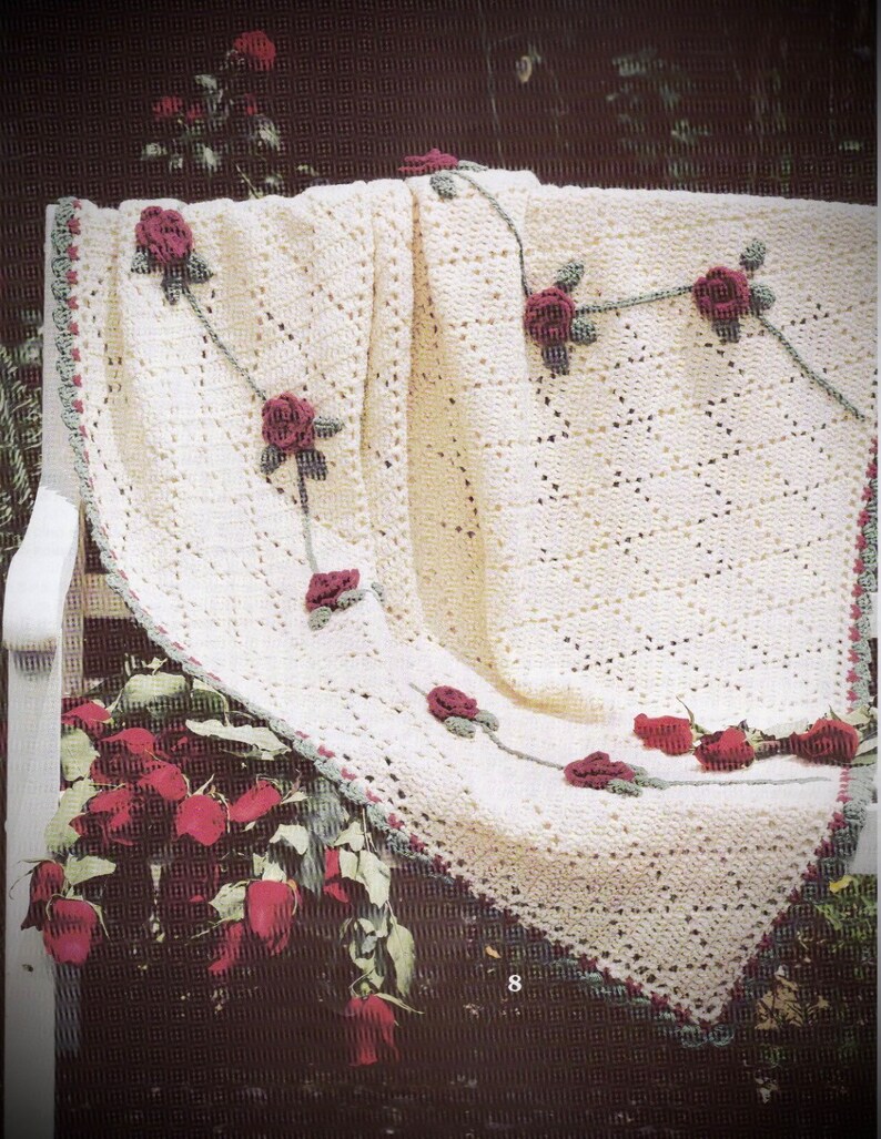 Vintage Rose Crochet Blanket Pattern Rambling Rose Afghan - Etsy