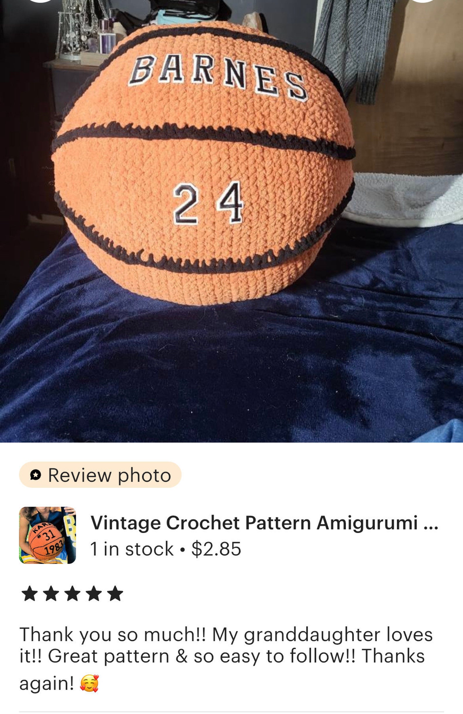 Vintage Crochet Pattern Amigurumi Basketball Plush Pillow Toy PDF ...