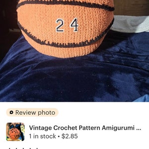 Vintage Crochet Pattern Amigurumi Basketball Plush Pillow Toy PDF ...
