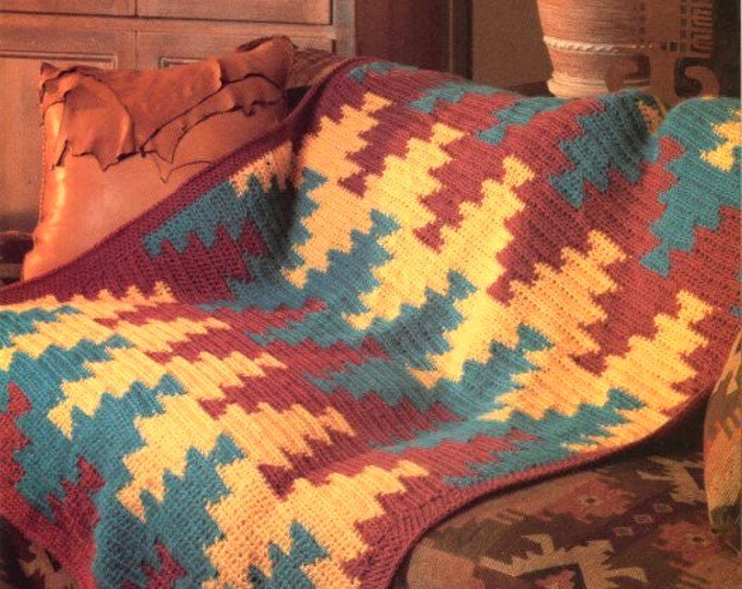 Mexican Serape Blanket Crochet Pattern / Sarape Afghan Blanket / Navajo ...