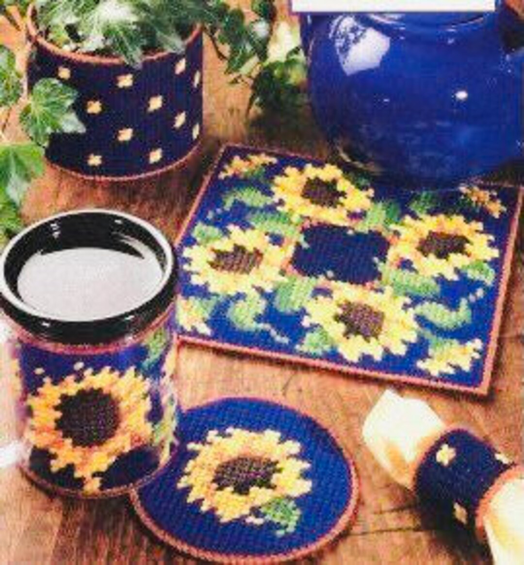 Plastic Canvas Pattern Sunny Sunflower Matching Table Set PDF Instant ...