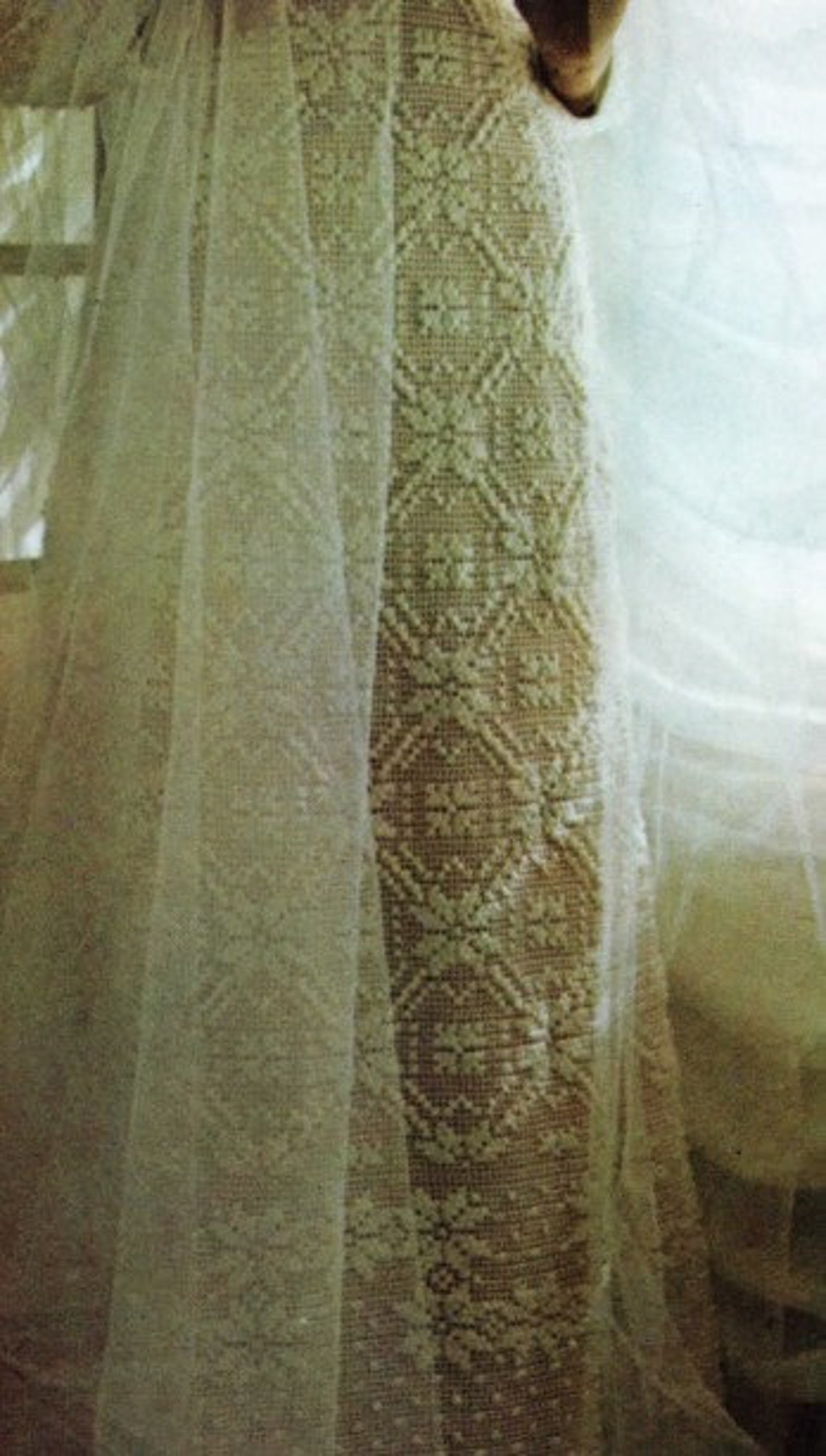 Vintage Heirloom Filet Crochet Wedding Dress Bride Bridal Long Maxi ...