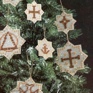 Plastic Canvas Christmas Pattern Booklet Ornaments Christian Symbols ...