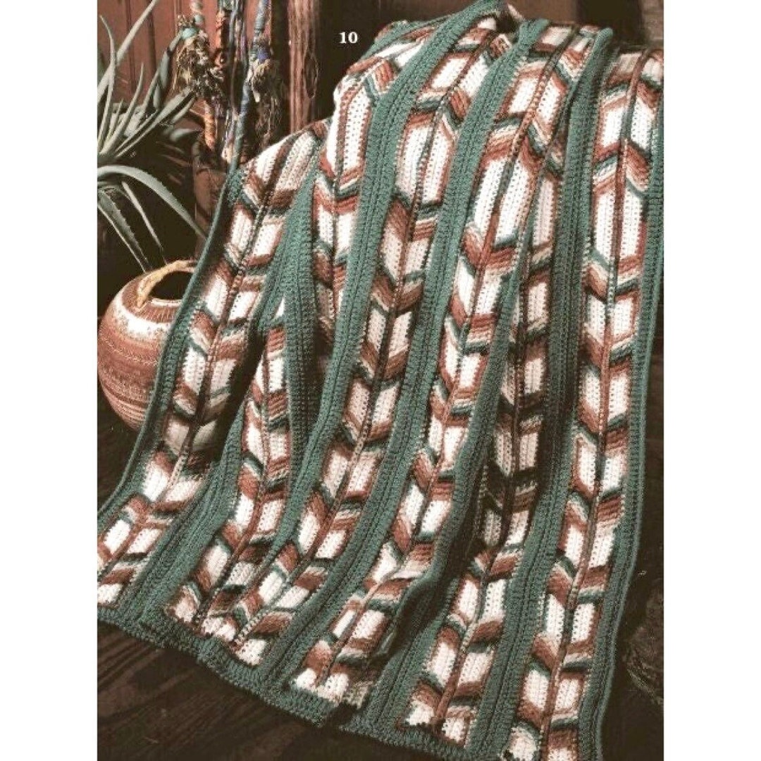 Vintage Crochet Pattern Southwest Sunrise Mile a Minute Style Strip ...