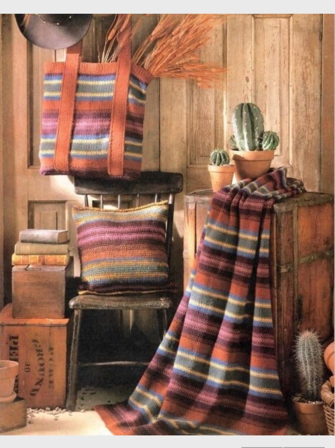 Vintage Knitting Blanket Pattern Southwest Stunner Navajo Indian ...