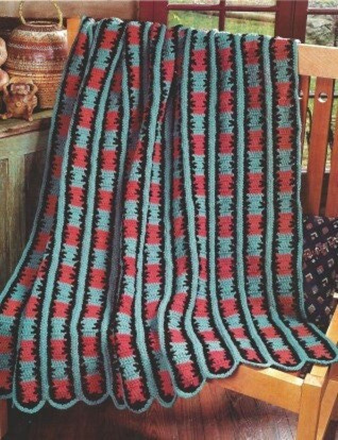Vintage Mile a Minute Crochet Pattern Aztec Touch Western Afghan ...