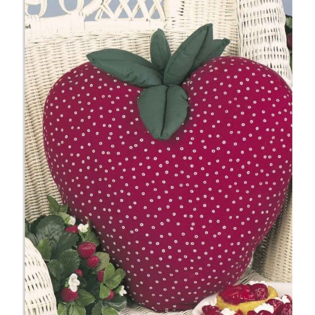 Vintage Sewing Pattern Strawberry Pillow Kitsch Home Garden Patio Decor ...