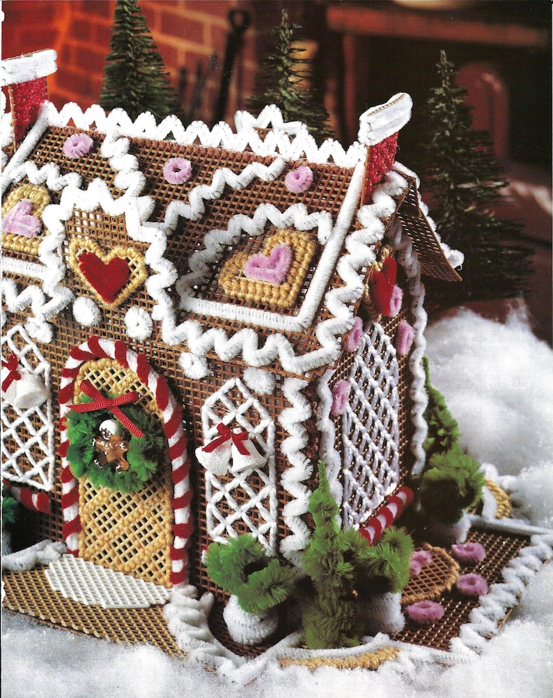Vintage Christmas Plastic Canvas Pattern Gingerbread House - Etsy