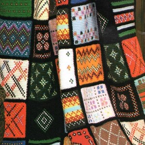 Vintage Crochet Pattern Patchwork Sampler Afghan Square Block Motif ...