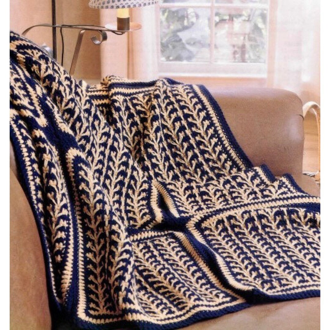 Vintage Mosaic Afghan Crochet Pattern Golden Bouquets Mosaic Technique ...