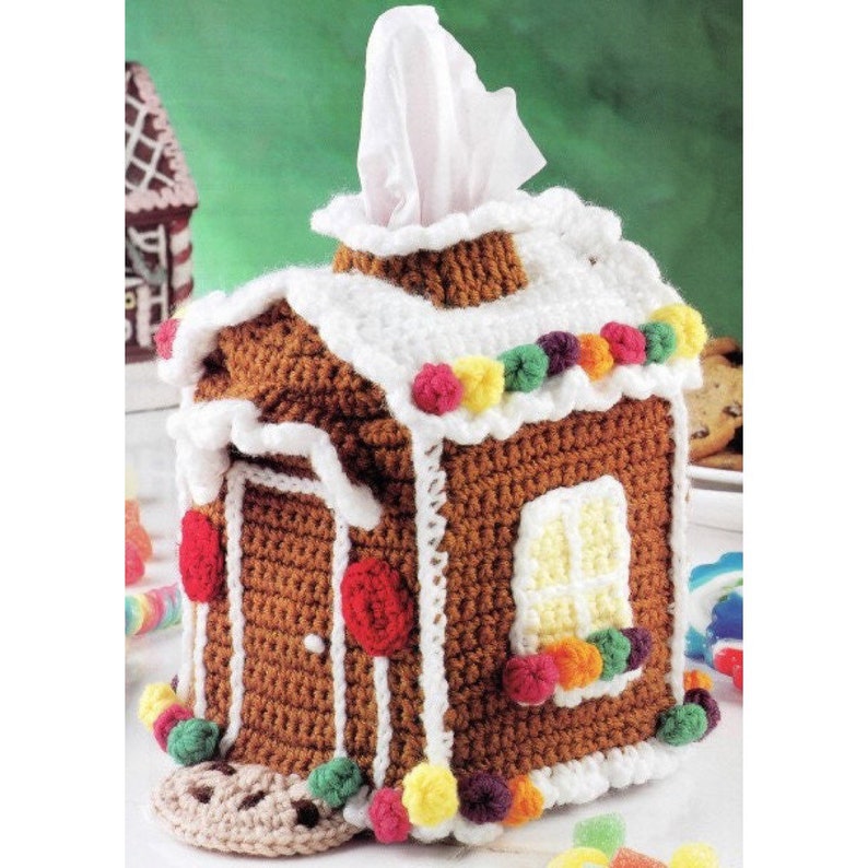 Vintage Crochet Pattern Christmas Gingerbread House Tissue Box - Etsy