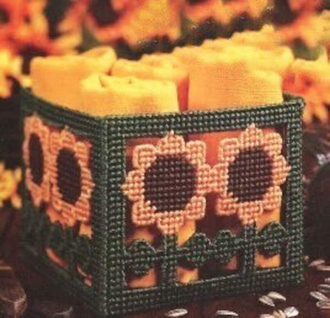Plastic Canvas Pattern Sunny Sunflower Basket Home Decor PDF Instant ...