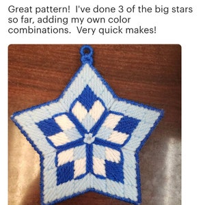 Vintage Plastic Canvas Christmas Ornament Pattern Icy Blue Stars Tree ...