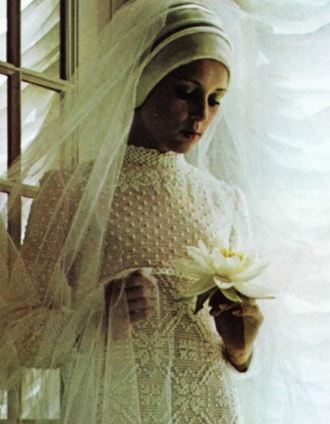 Vintage Heirloom Filet Crochet Wedding Dress Bride Bridal Long Maxi ...