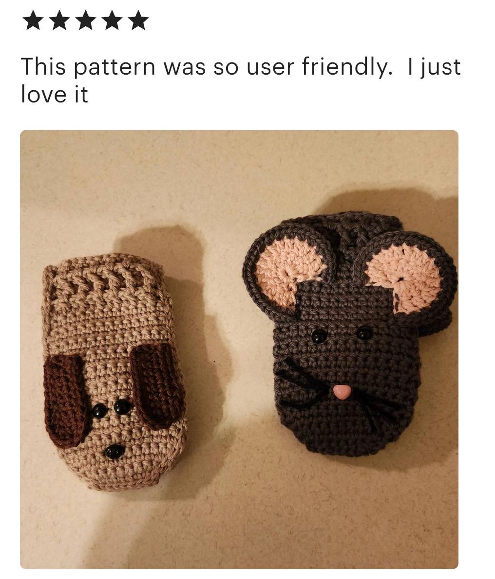 Vintage Crochet Pattern Animal Mitts Children's Winter Mittens Dog and ...