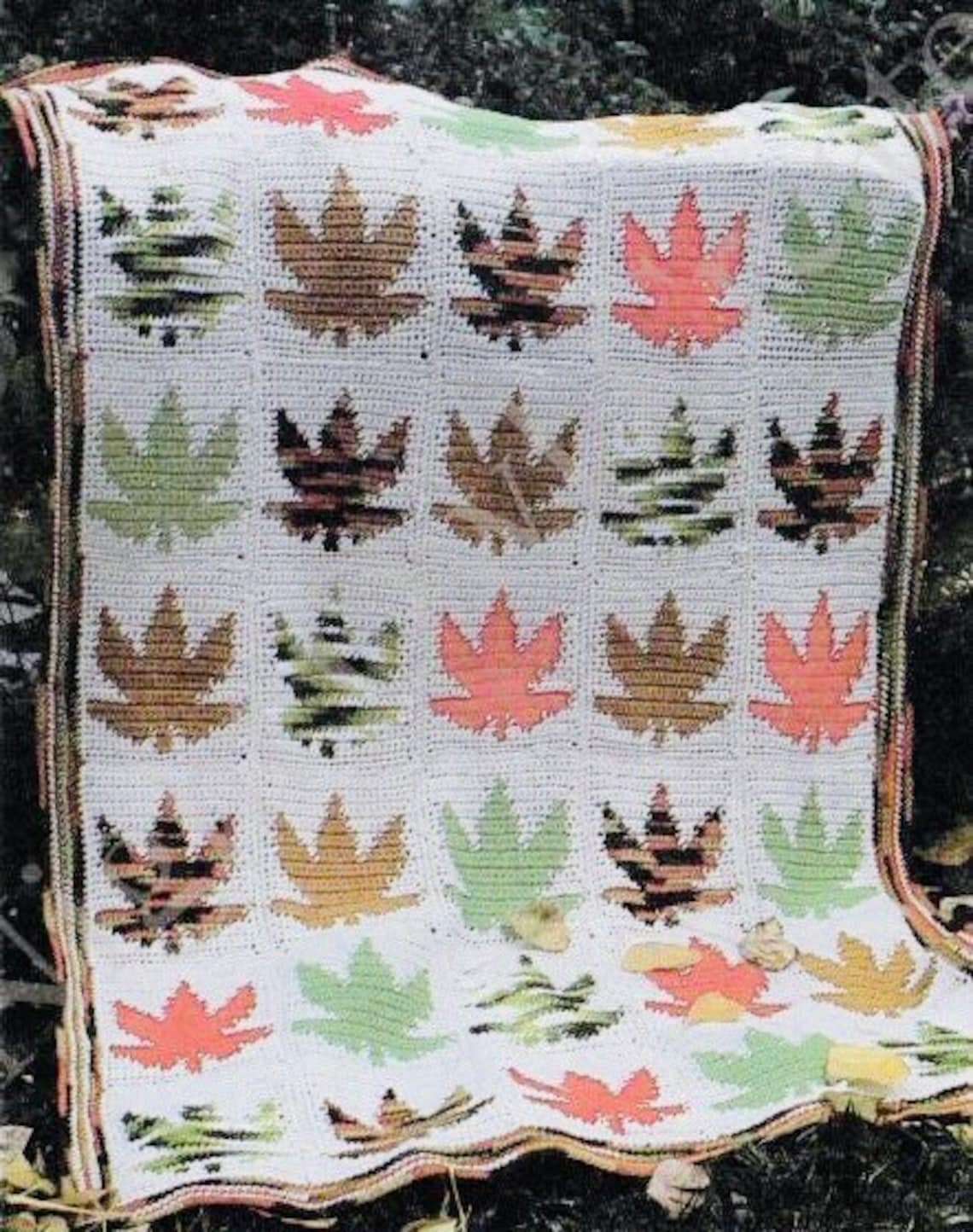 Vintage Crochet Pattern Maple Leaf Fall Afghan Throw Motif - Etsy