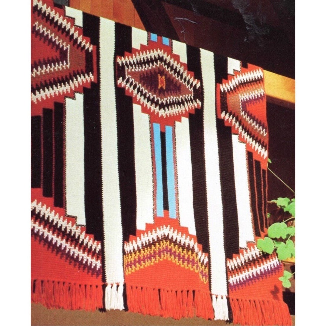 Vintage Crochet Blanket Pattern Native American Southwestern Navajo ...
