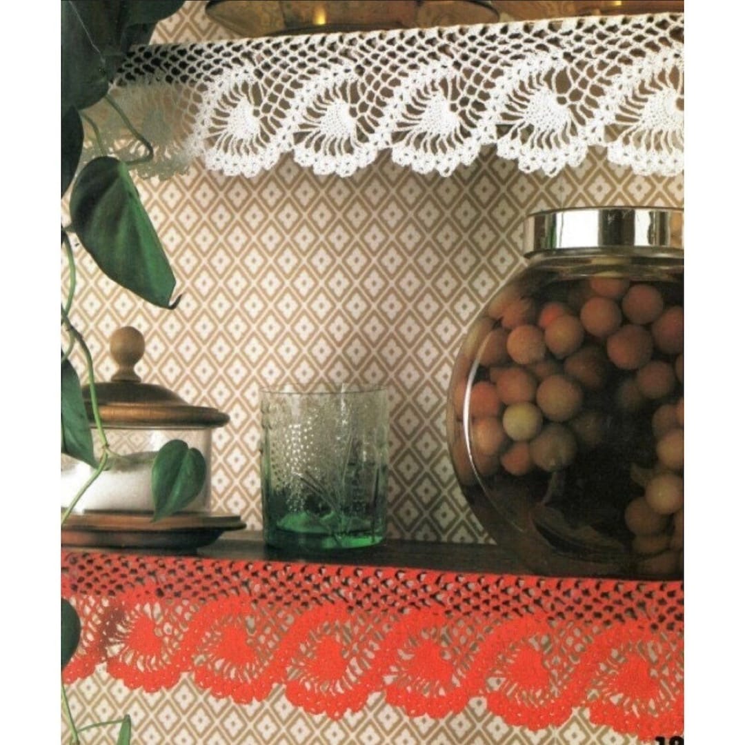 Vintage Crochet Pattern Country Heirloom China Hutch Cabinet Shelf ...