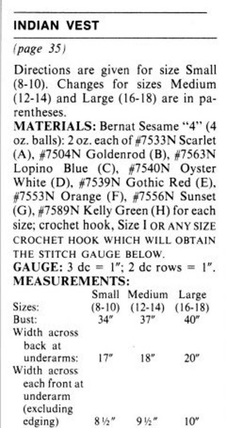 Vintage Crochet Pattern Indian Aztec Sweater Vest Southwestern - Etsy