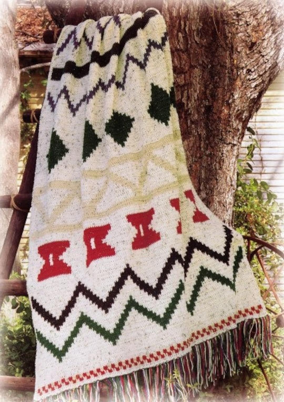 Vintage Crochet Blanket Pattern Native Colors Southwestern Navajo ...
