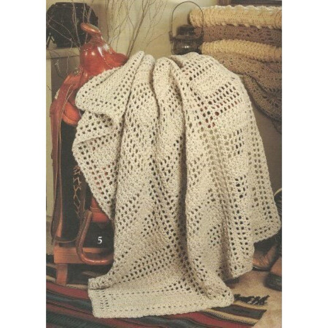 Vintage Crochet Afghan Pattern Star Stitch Simple Throw Blanket PDF ...
