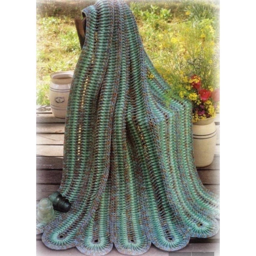Vintage Afghan Crochet Pattern Country Meadows Throw Blanket PDF ...