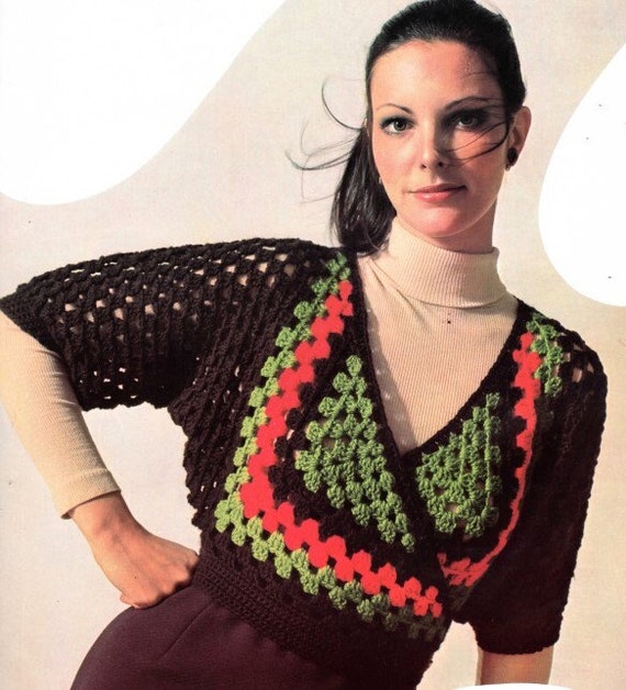 Vintage Crochet Pattern Wrap Crop Sweater Top 1970's - Etsy