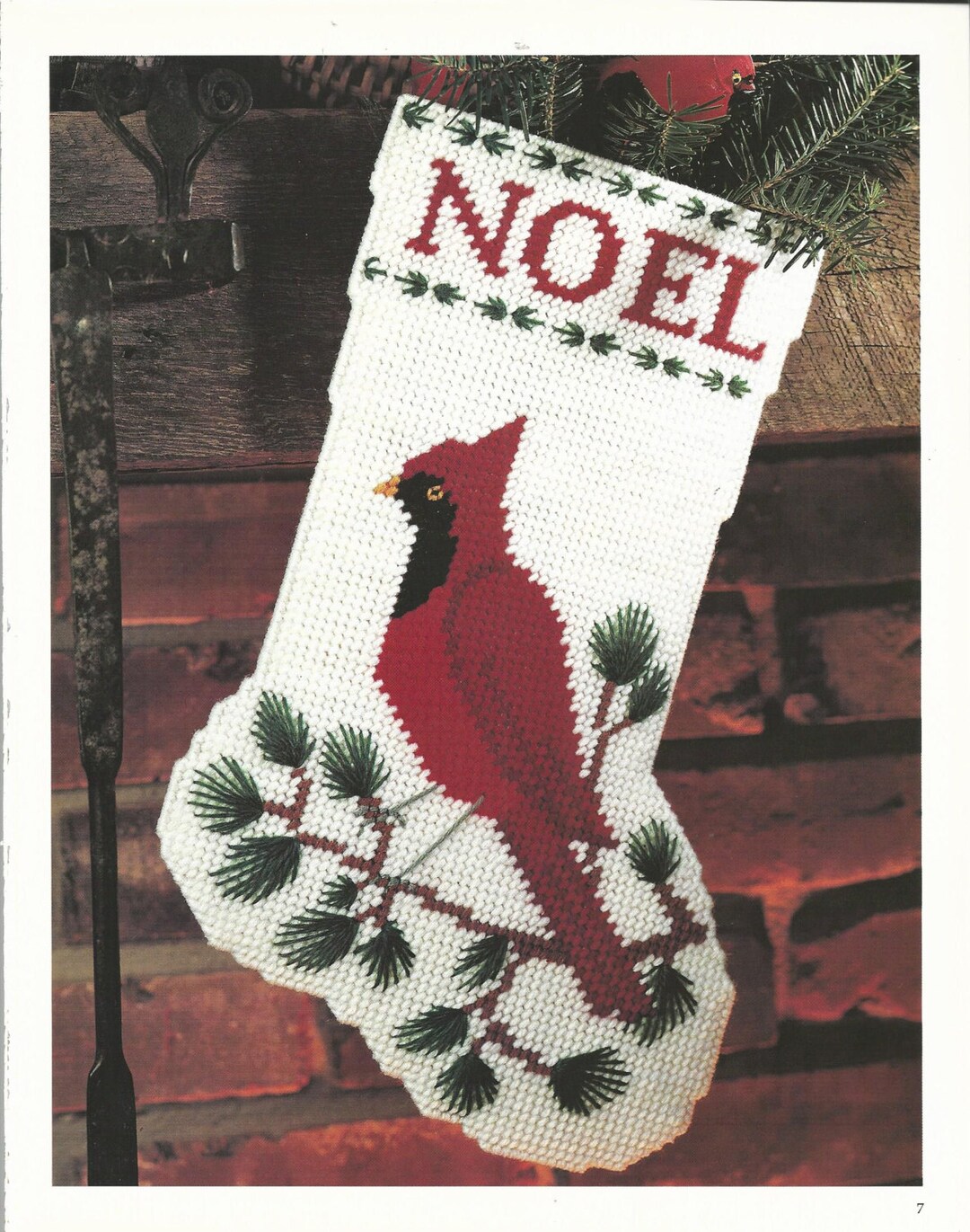 Vintage Plastic Canvas Pattern Christmas Cardinal Stocking PDF Pattern ...