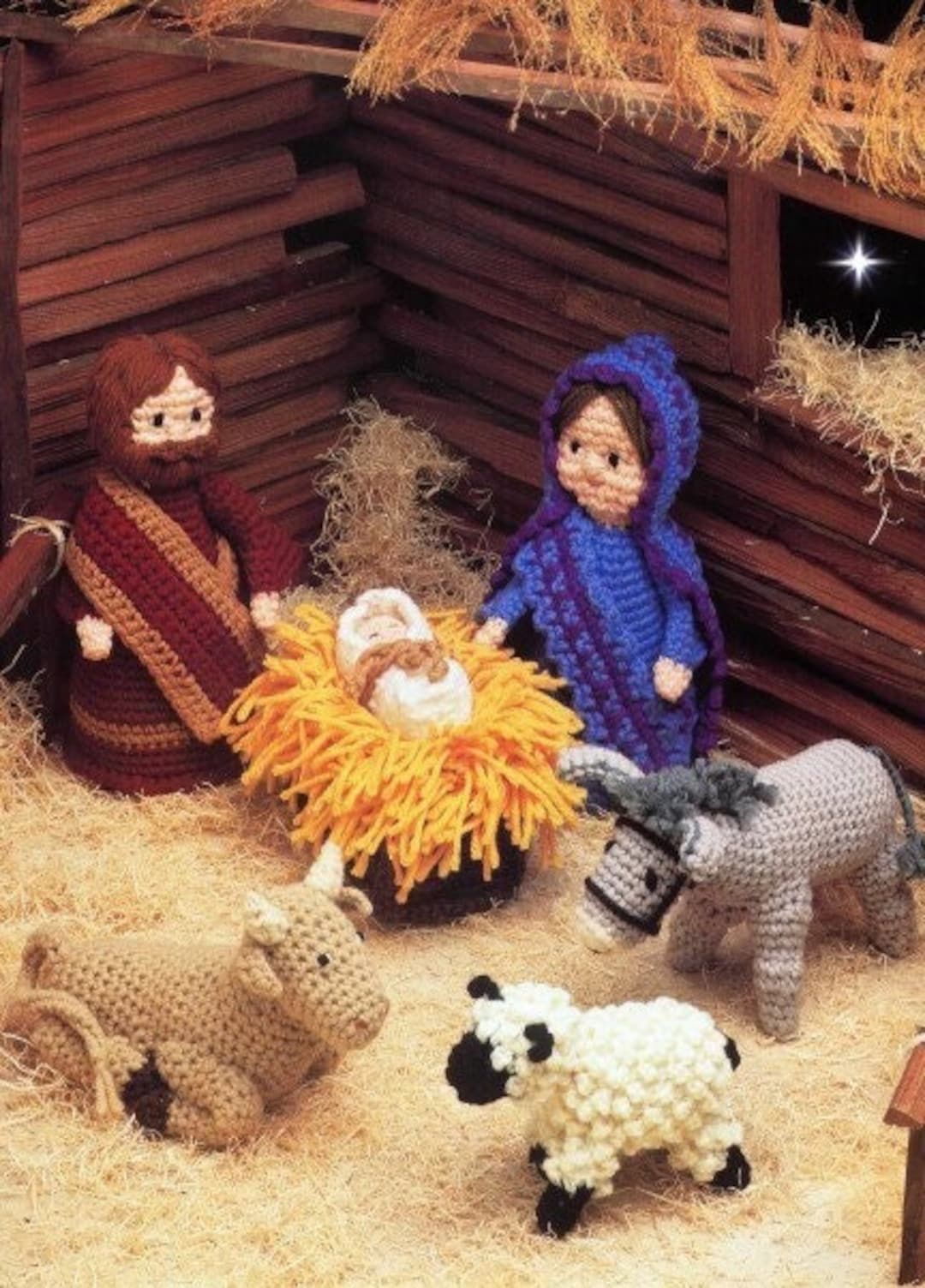 Vintage Christmas Crochet Pattern Nativity Scene Creche 6 Piece Set ...
