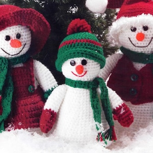 Vintage Crochet Pattern Smiling Snowman Family Amigurumi - Etsy