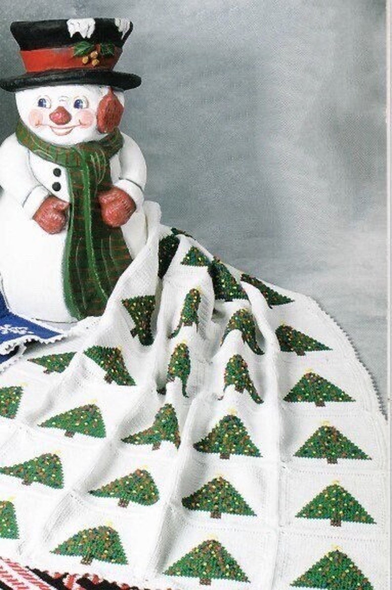 Christmas Blanket Crochet Pattern Evergreen Tree Block Motif Winter ...