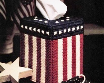 Stars & Stripes Tissue Box Cover Plastic Canvas Pattern, - Etsy