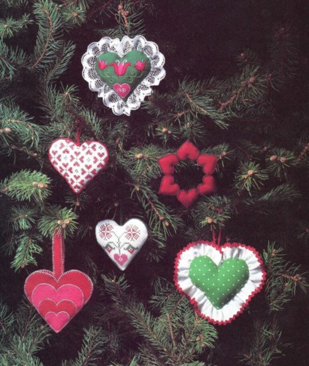 Vintage Sewing Pattern Christmas Heart Ornaments PDF Instant Digital ...
