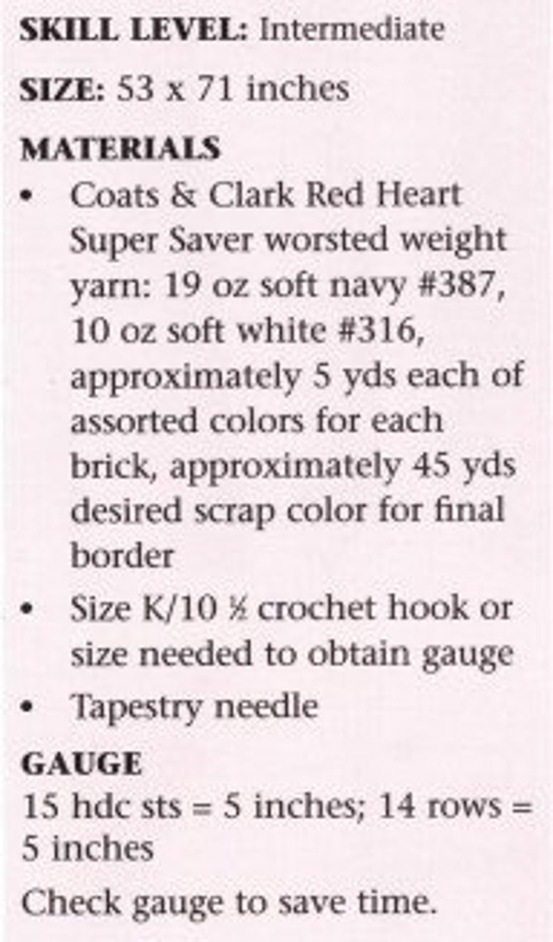 Vintage Crochet Afghan Pattern Colorful Bricks Blanket Paneled Throw ...