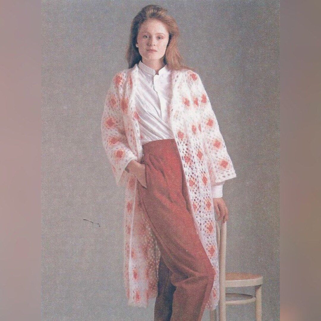 Vintage Granny Square Sweater Duster Crochet Pattern Cardigan Jacket ...