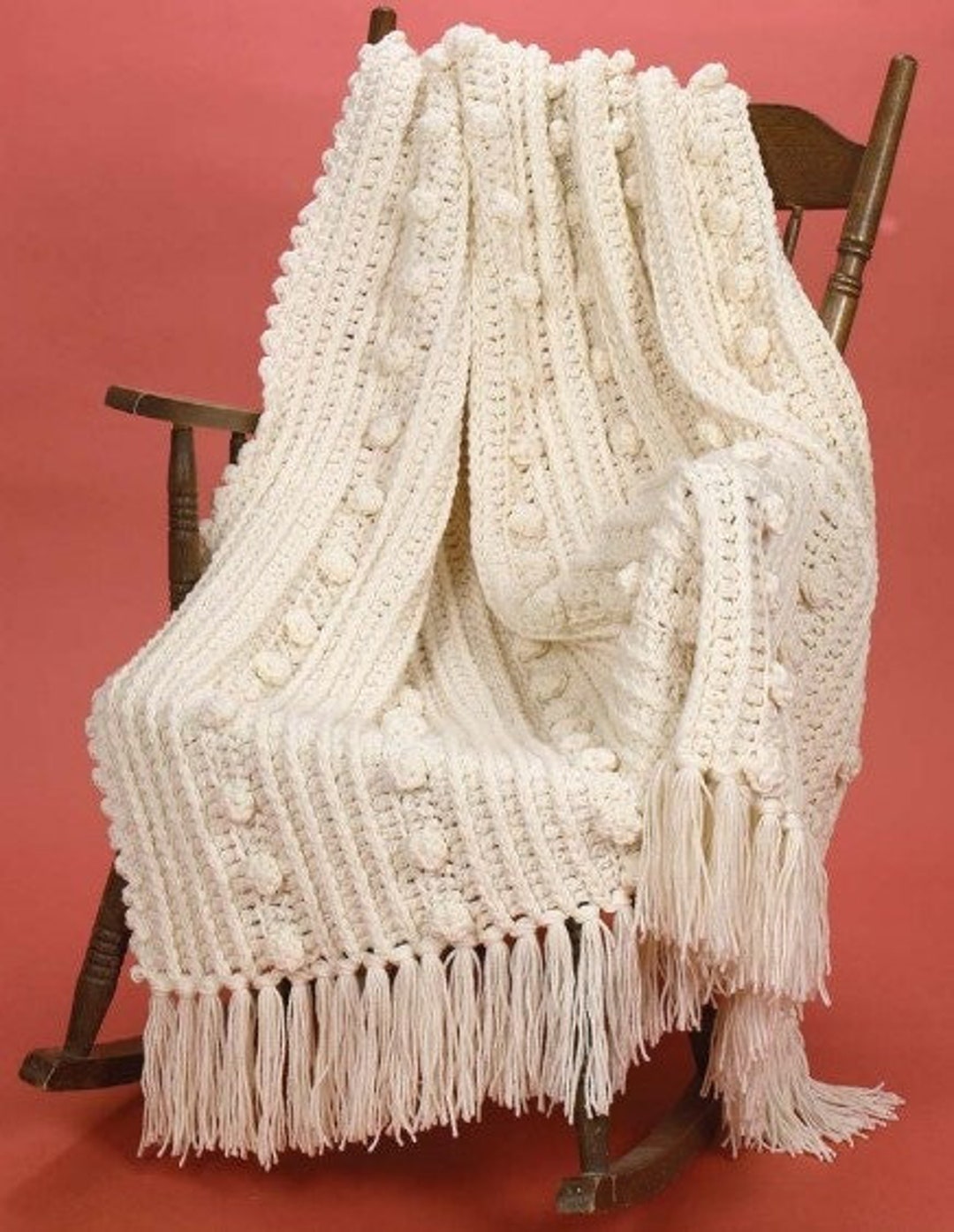 Vintage Crochet Pattern Classic Aran Afghan Blanket Double Quick PDF ...