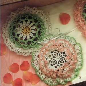 Vintage Crochet Pattern Book Leaflet Sachets to Crochet Doily Flower ...