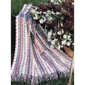 Vintage Crochet Afghan Pattern Desert Reflections Striped Southwestern ...