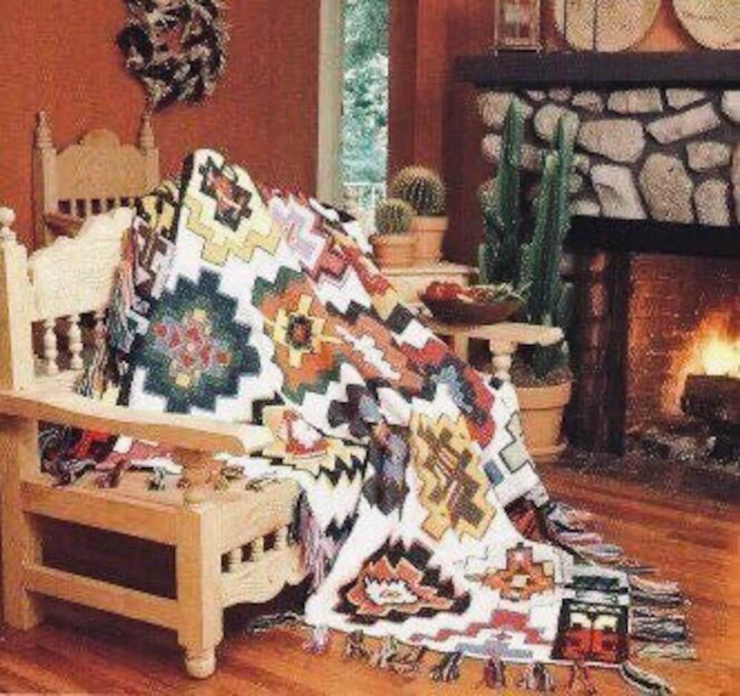Vintage Crochet Pattern Aztec Mayan Mystique Afghan Blanket ...