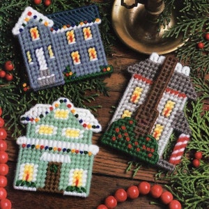Vintage Plastic Canvas Pattern Christmas Village Ornaments Set - Etsy