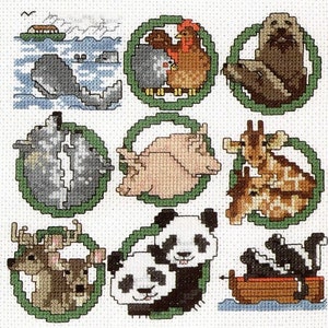Vintage Cross Stitch Pattern Animals Zoo Miniature Motif Mini Designs ...