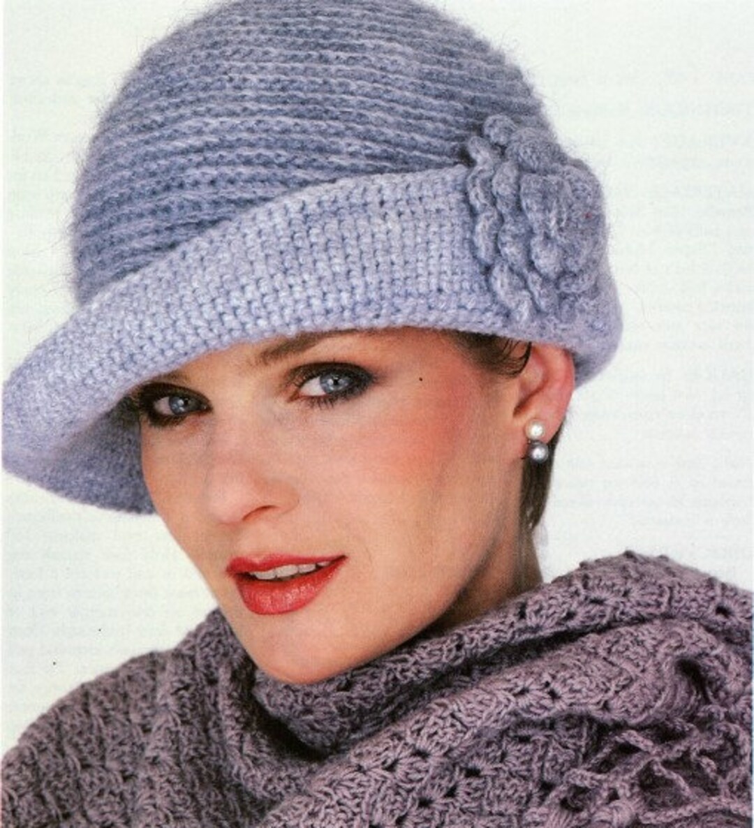 Vintage Cloche Crochet Pattern Hat Cap With Flower Pdf Instant Digital