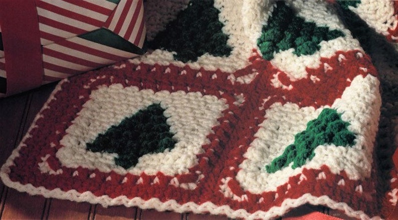 Christmas Blanket Crochet Pattern Evergreen Tree Motif Winter - Etsy