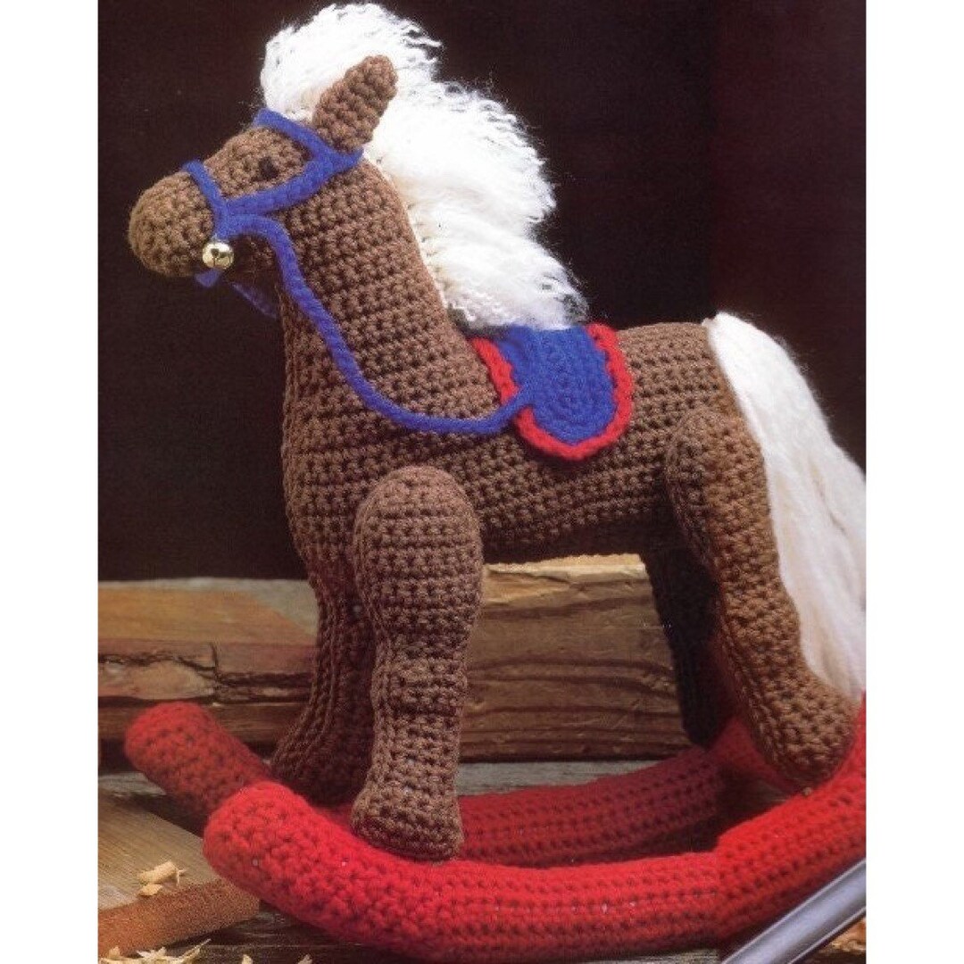 Vintage Crochet Pattern Rocking Horse Toy Amigurumi Stuffed Animal Soft ...