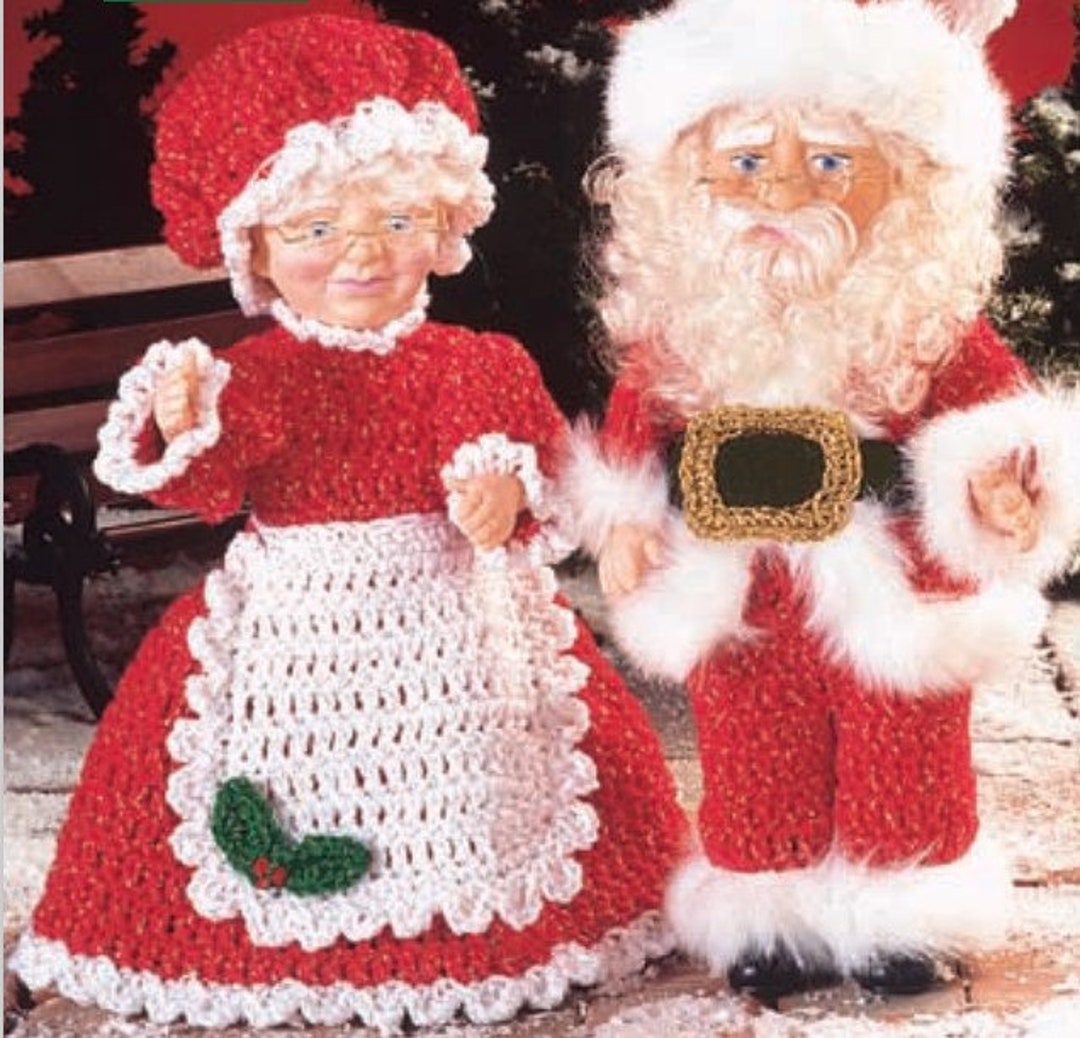 Vintage Christmas Crochet Pattern Leaflet Mr. & Mrs. Santa Claus ...